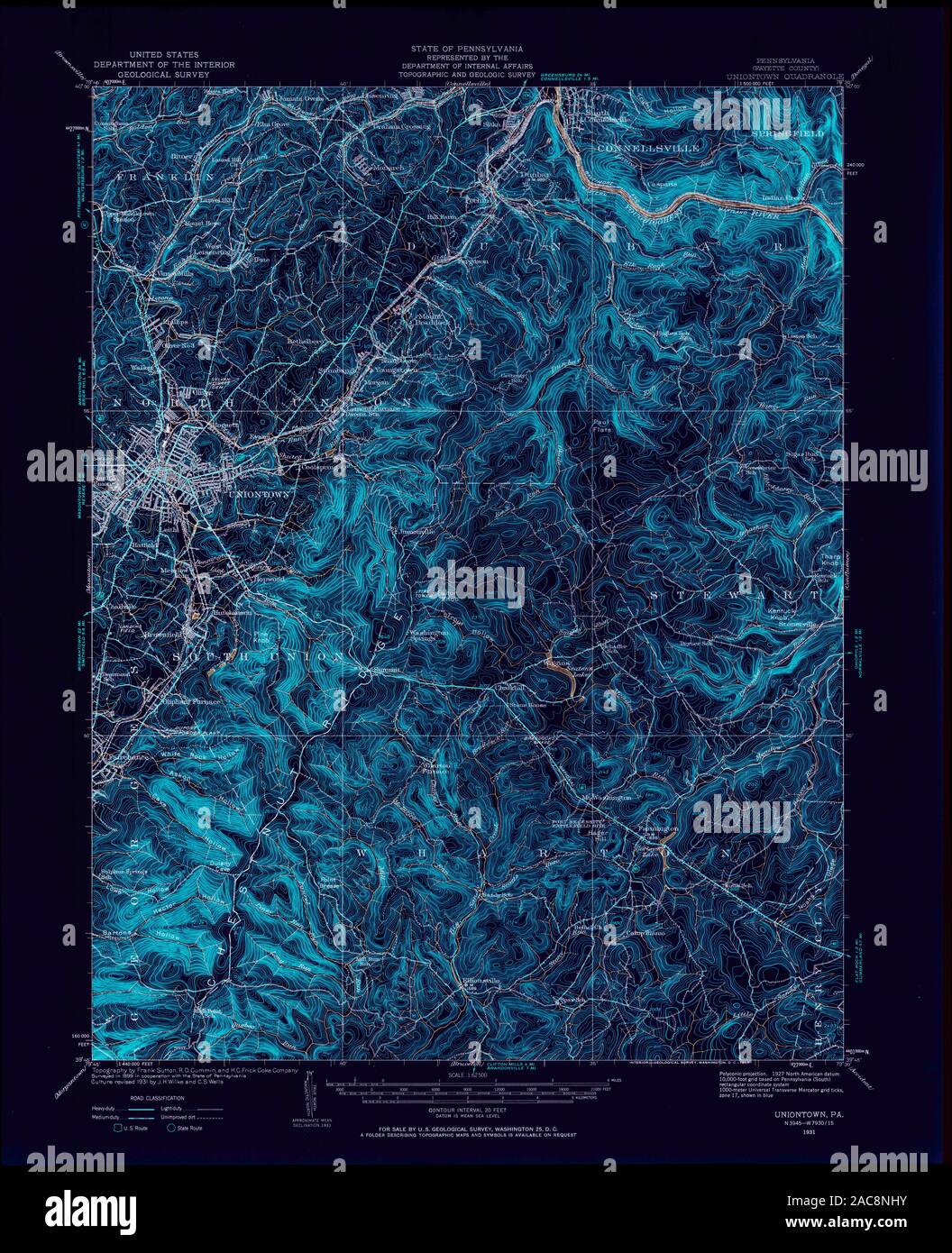 Map of uniontown pennsylvania hi-res stock photography and images - Alamy