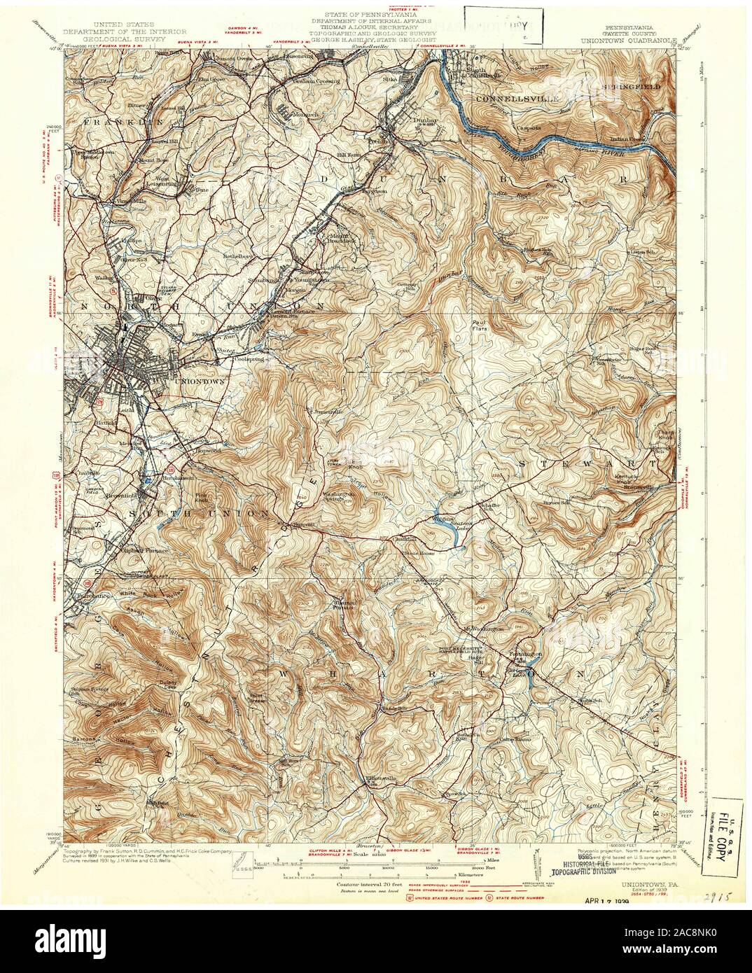 Map of uniontown pennsylvania hi-res stock photography and images - Alamy