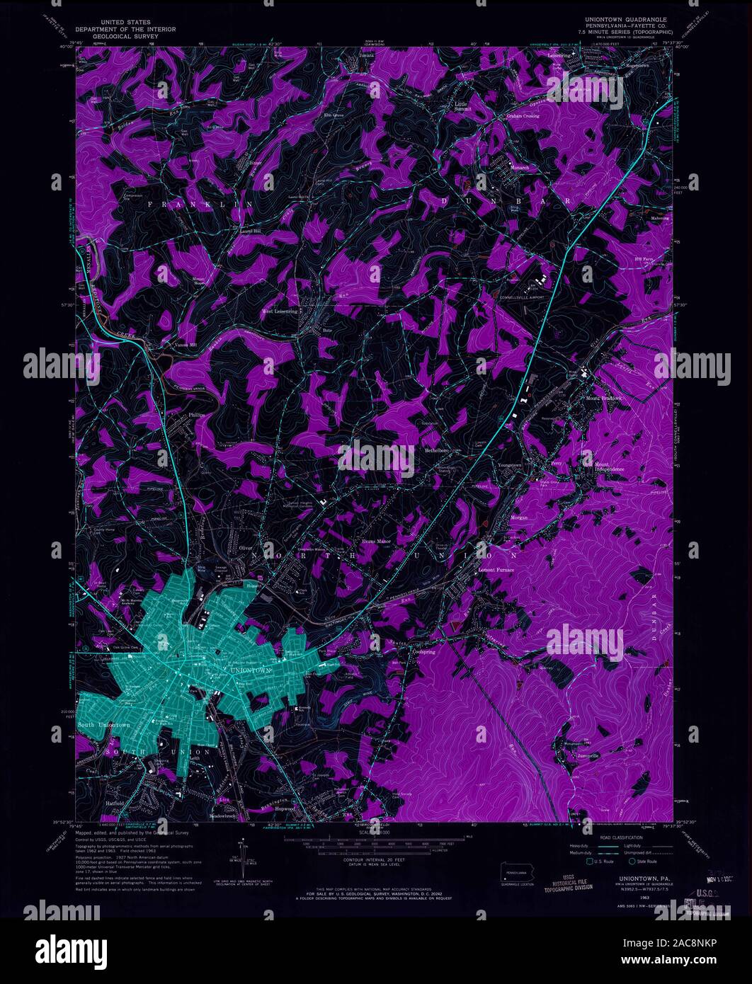 Map of uniontown pennsylvania hi-res stock photography and images - Alamy