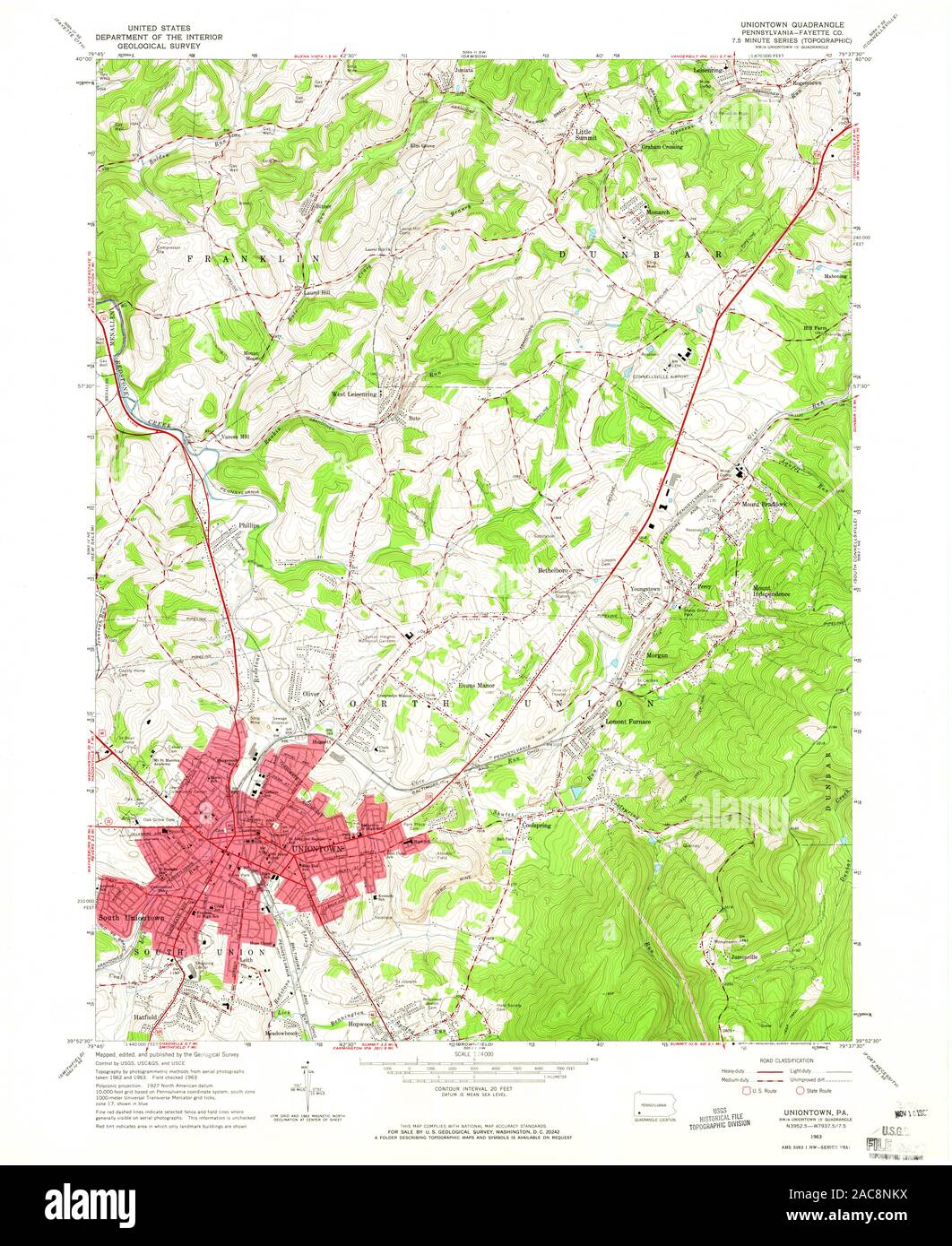 Map of uniontown pennsylvania hi-res stock photography and images - Alamy