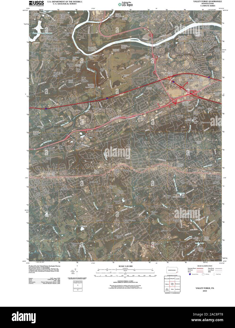 USGS TOPO Map Pennsylvania PA Valley Forge 20100630 TM Restoration ...
