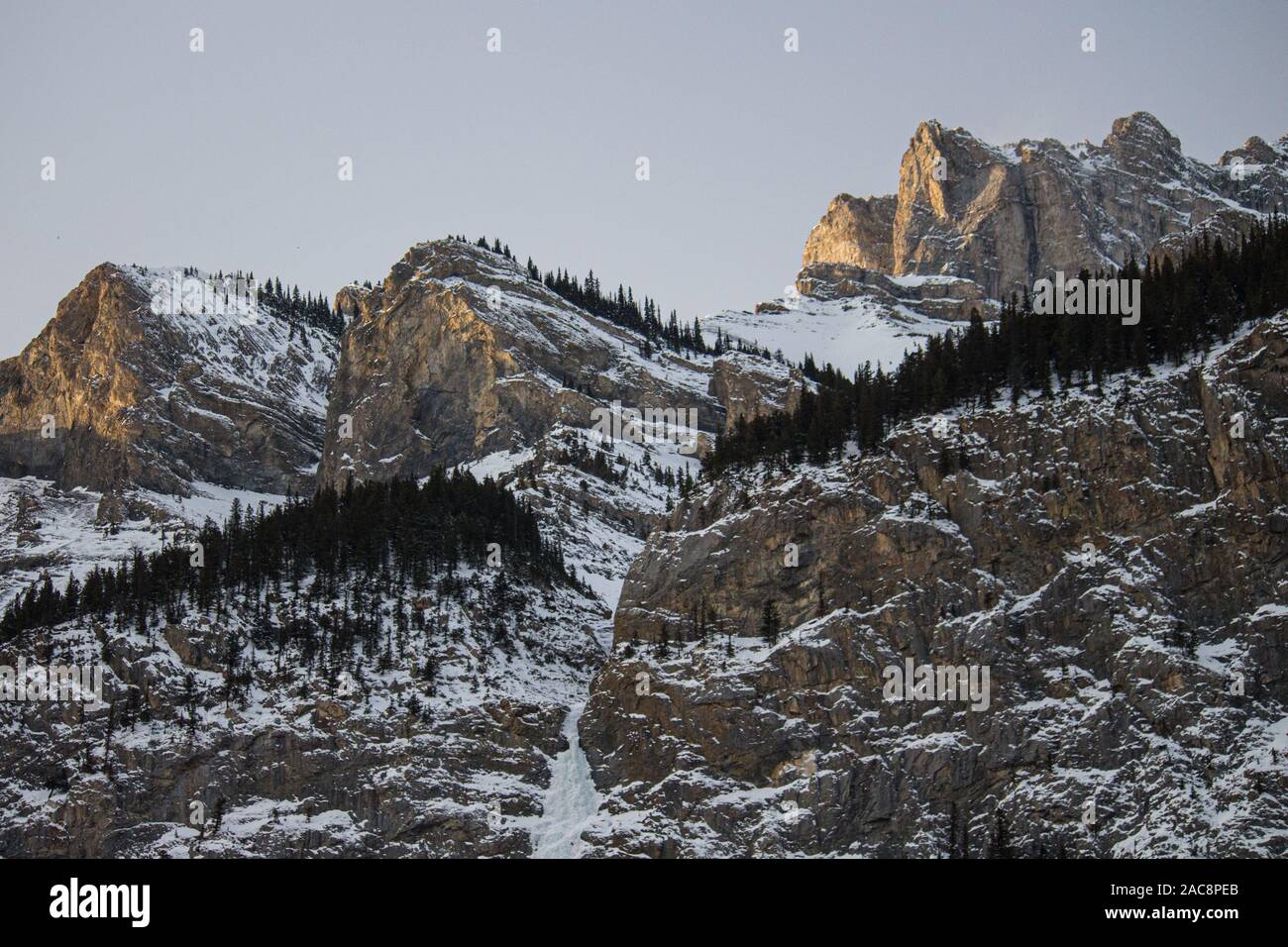 Banff Cascade Mountain Sunset Colours during winter Stock Photo - Alamy