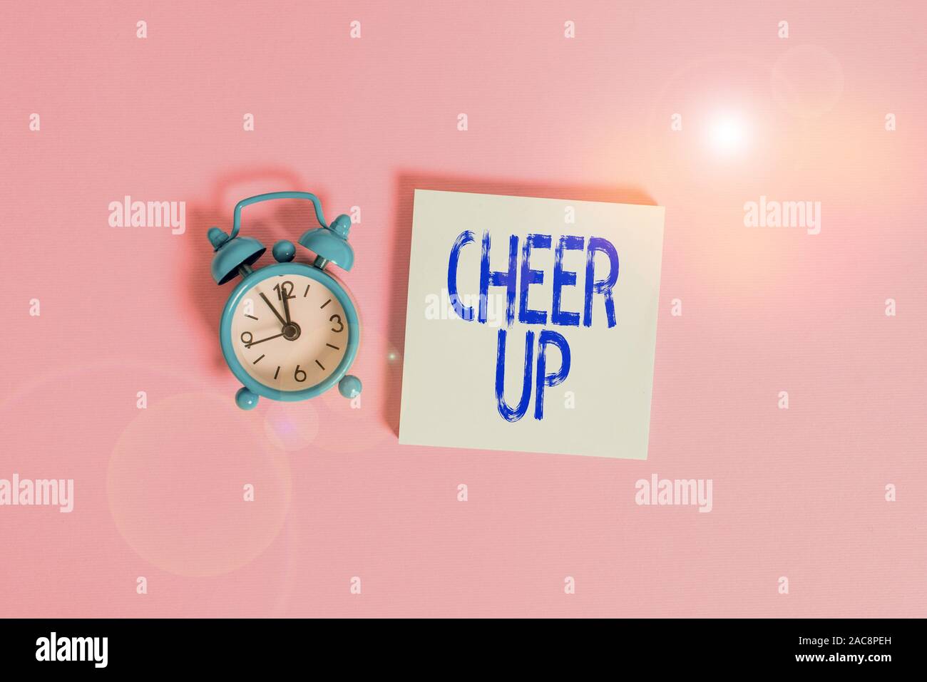 Writing note showing Cheer Up. Business concept for to live every ...