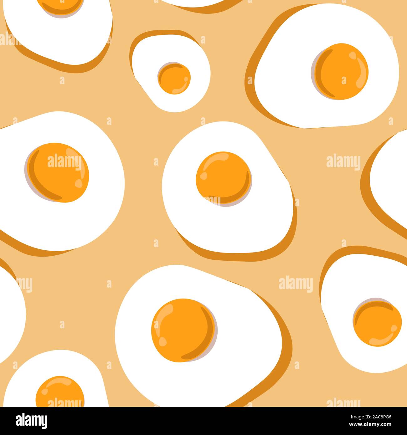 Seamless pattern of fried eggs, morning food repetitive illustration ...