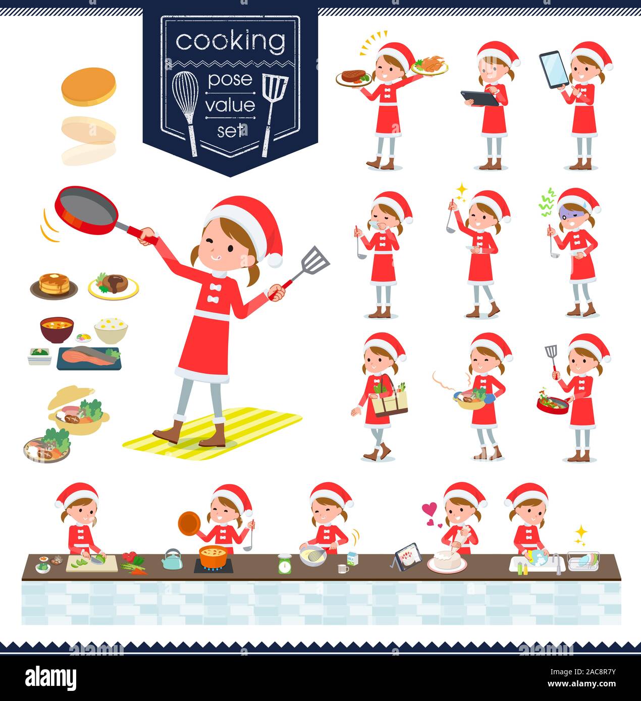 set of Santa Claus costume girl about cooking.There are actions that ...