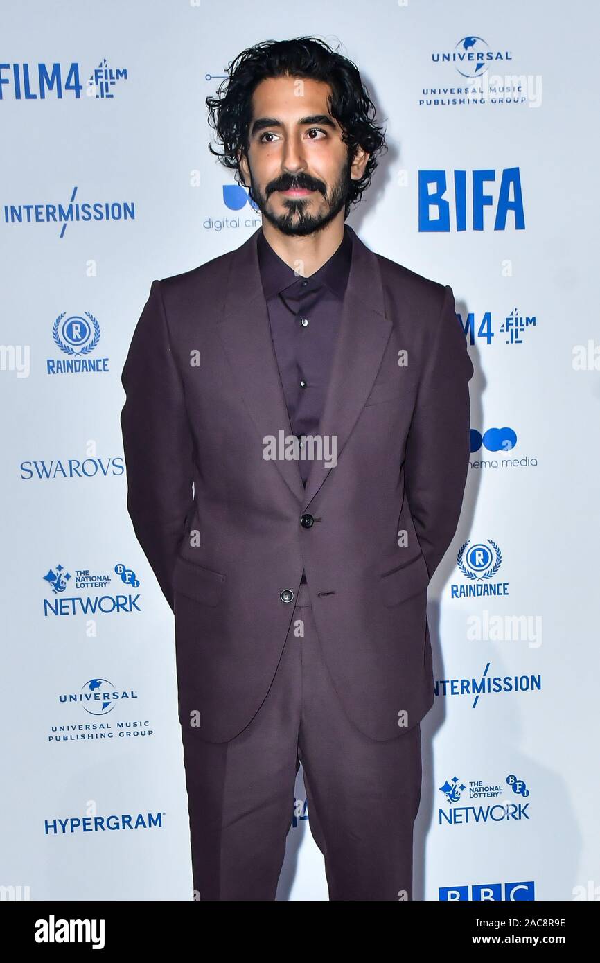 London, UK. 1st Dec 2019. Dev Patel attends the 22nd British ...