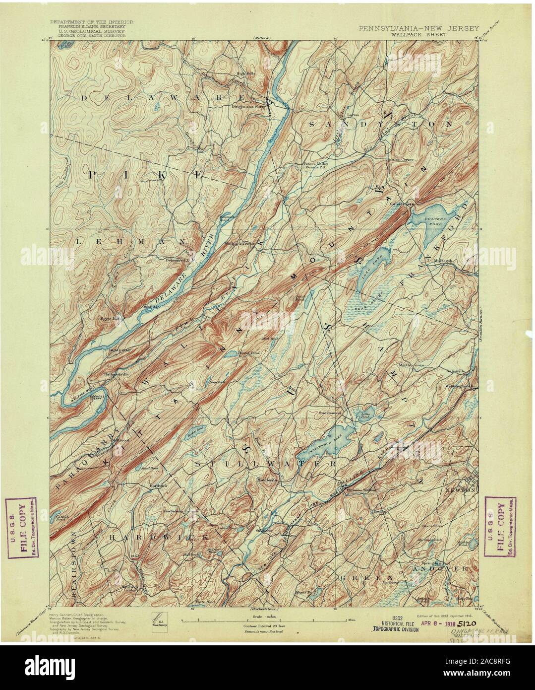 USGS TOPO Map Pennsylvania PA Wallpack 170074 1893 62500 Restoration ...