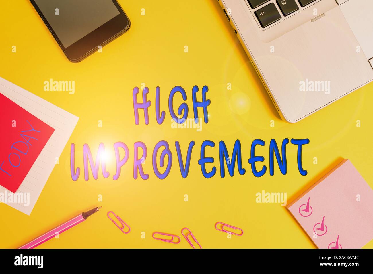 Text sign showing High Improvement. Business photo text addition or ...