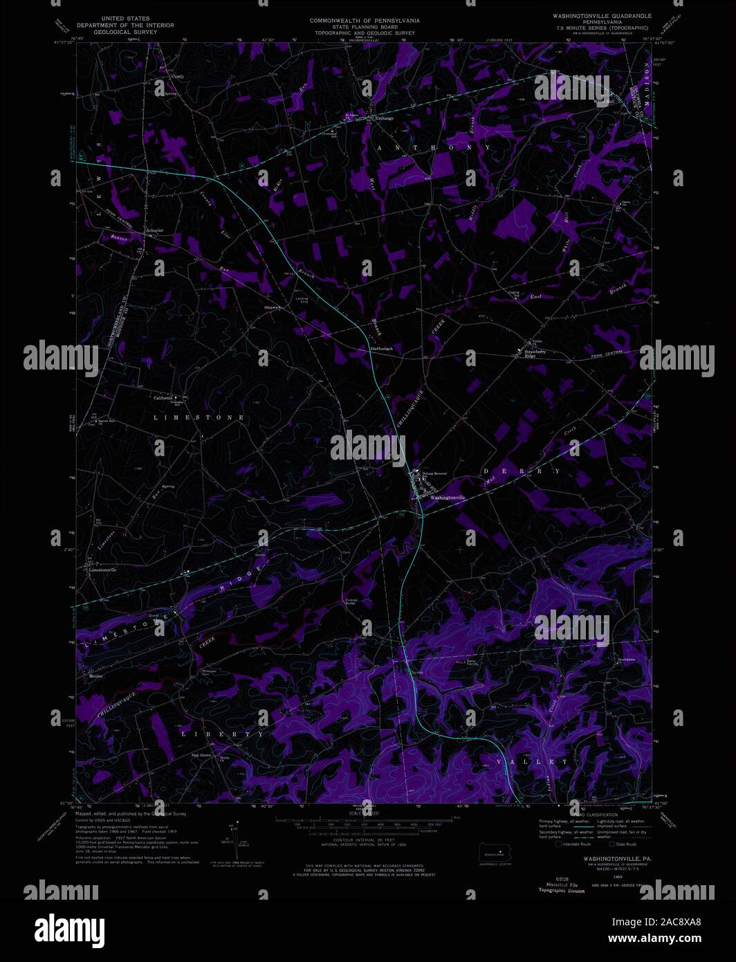 USGS TOPO Map Pennsylvania PA Washingtonville 222403 1969 24000 ...