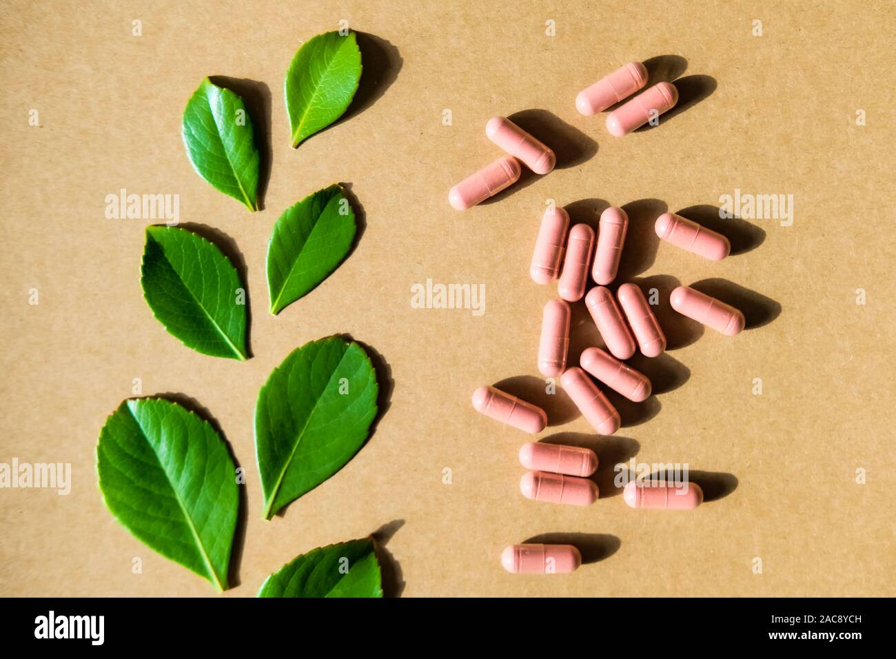 Herbal supplements background Stock Photo - Alamy