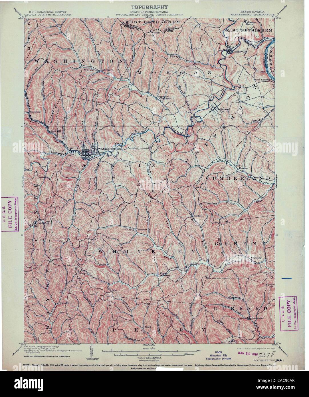 Map of waynesburg hi-res stock photography and images - Alamy