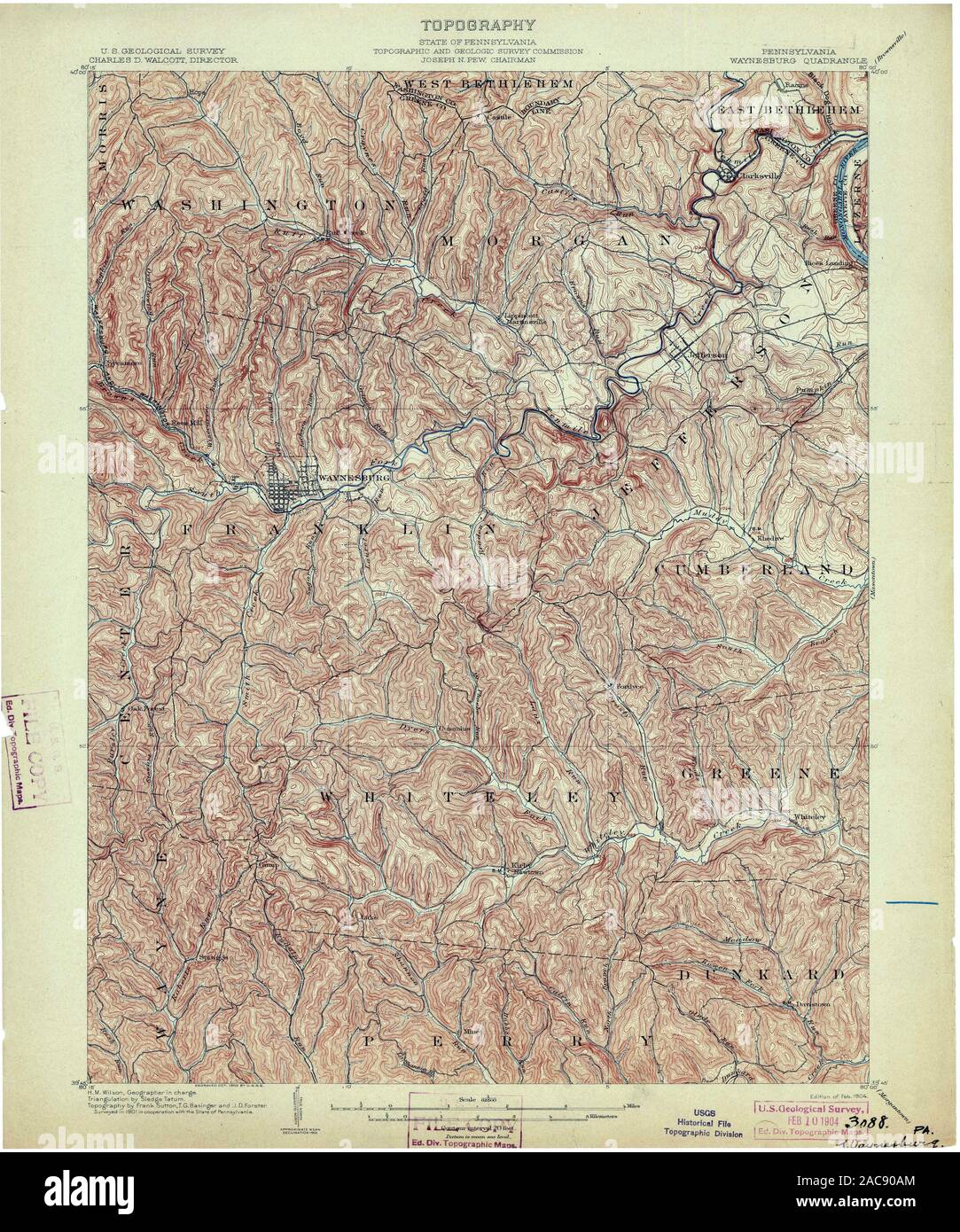Map of waynesburg hi-res stock photography and images - Alamy