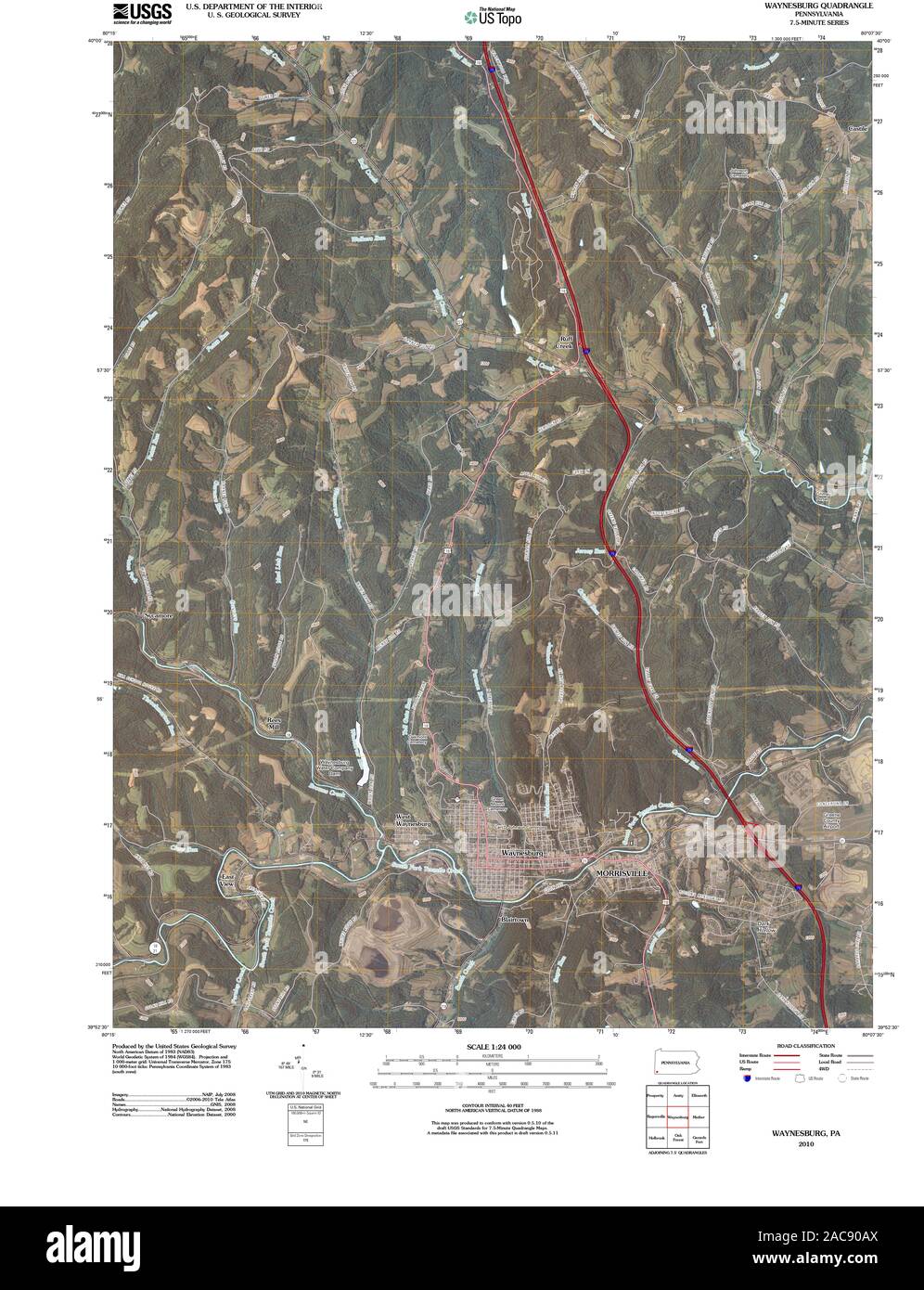 Map of waynesburg hi-res stock photography and images - Alamy