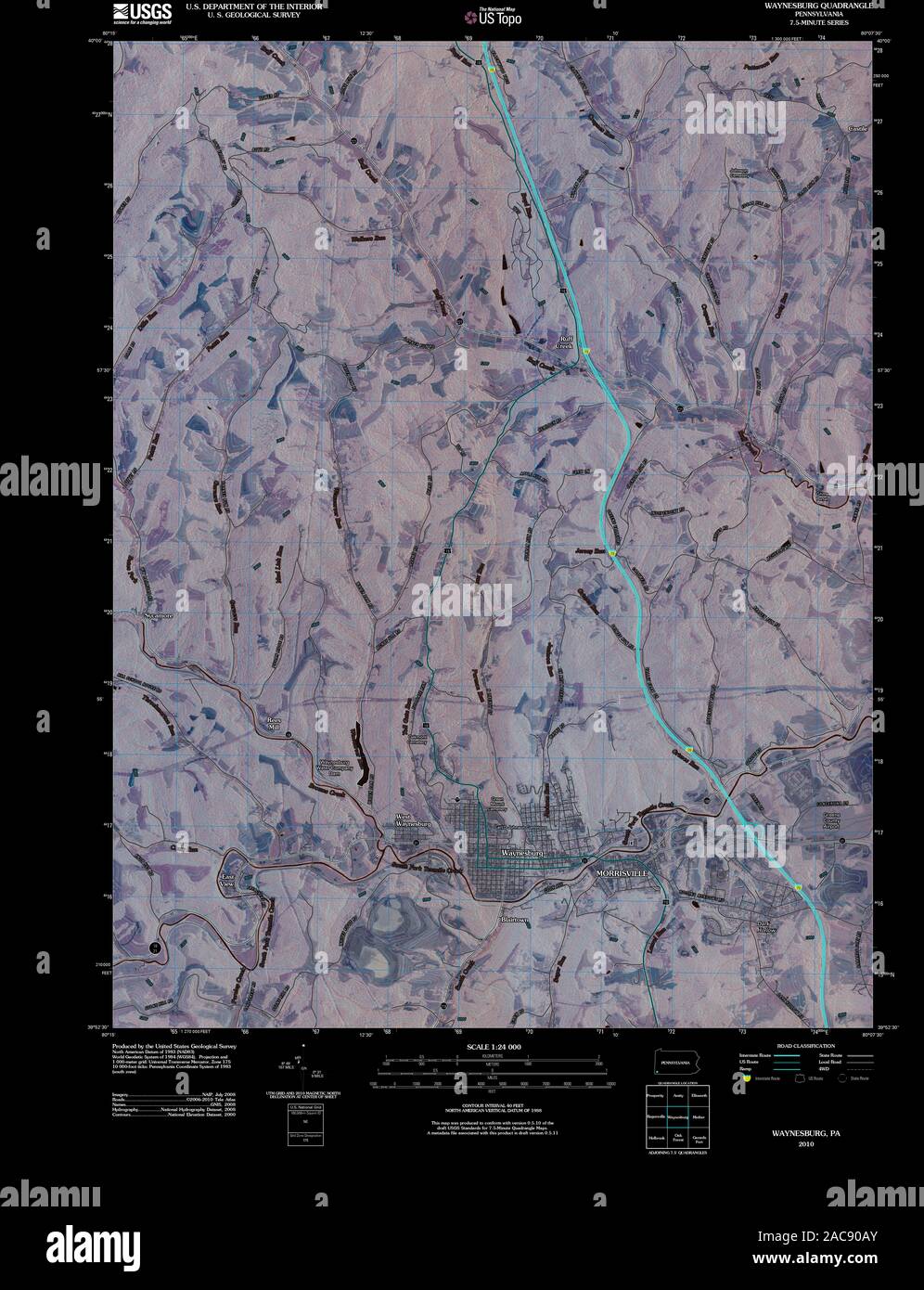 Map of waynesburg hi-res stock photography and images - Alamy