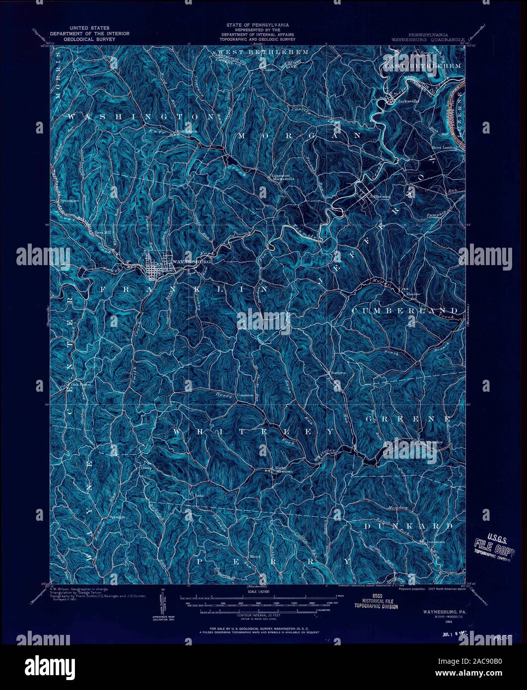 Waynesburg pennsylvania map hi-res stock photography and images - Alamy