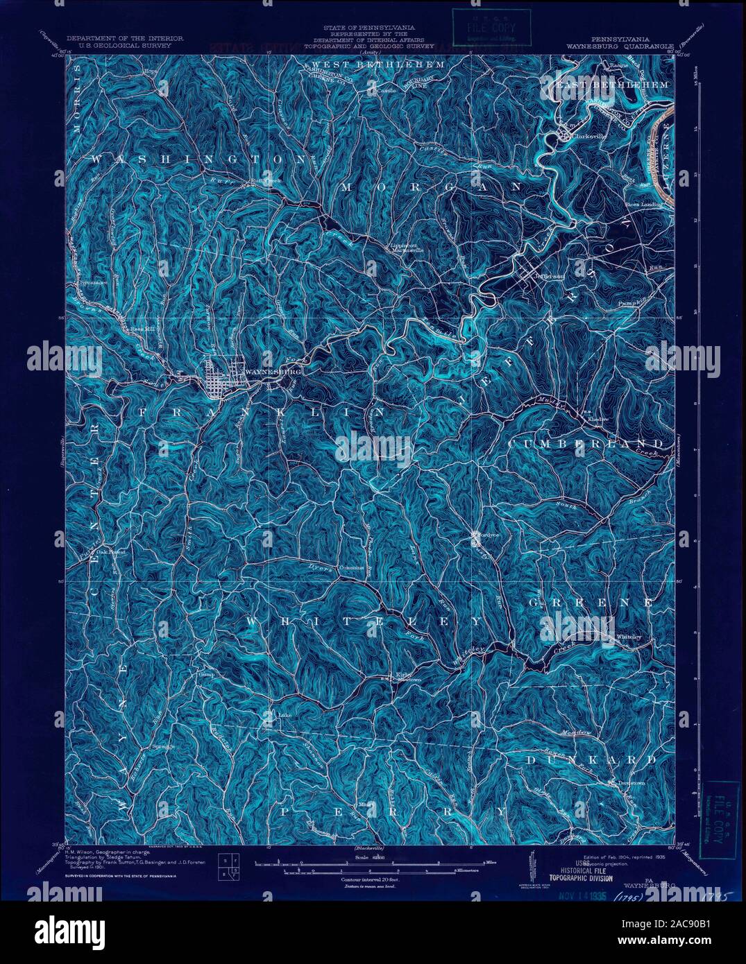 Map of waynesburg hi-res stock photography and images - Alamy