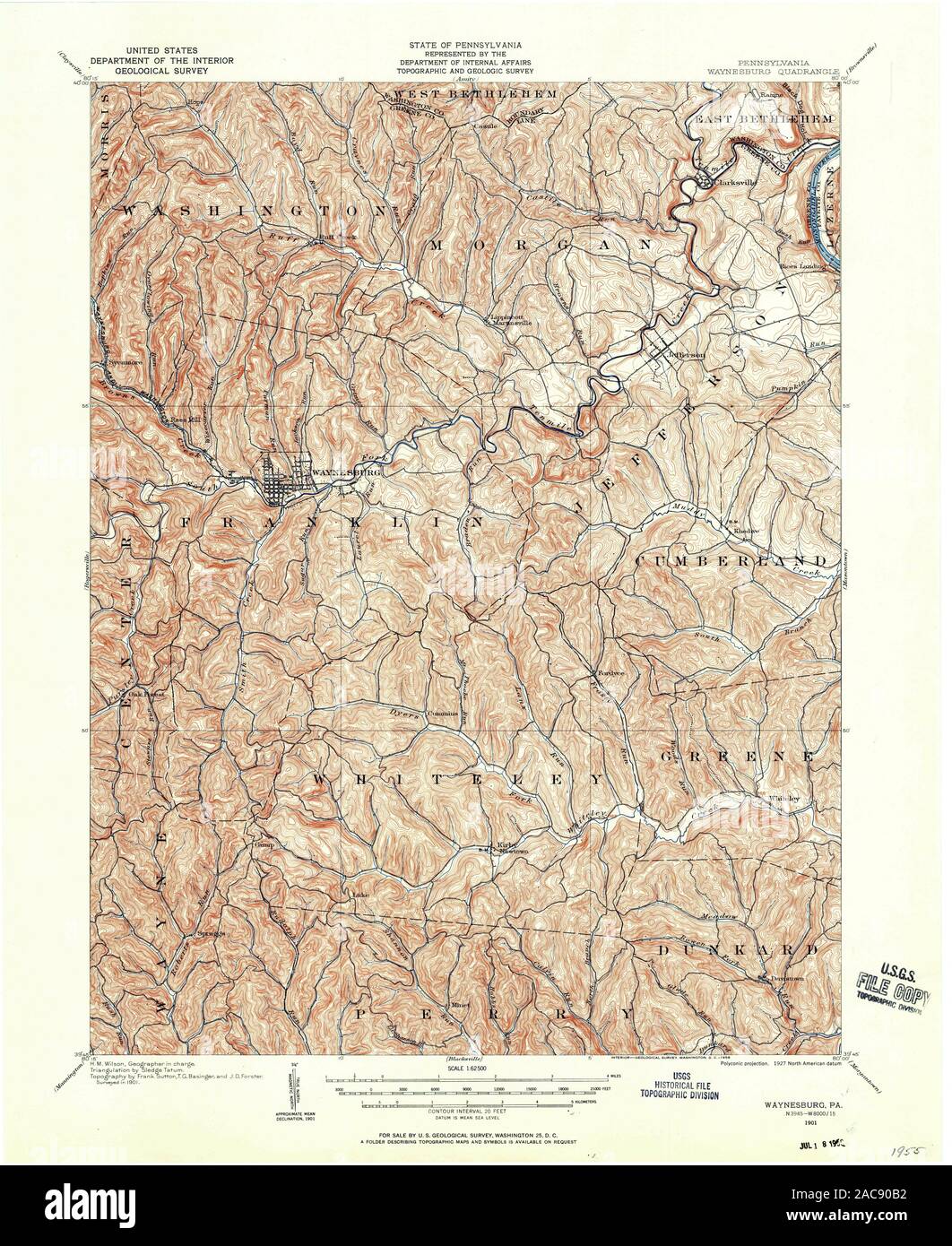 Map of waynesburg hi-res stock photography and images - Alamy