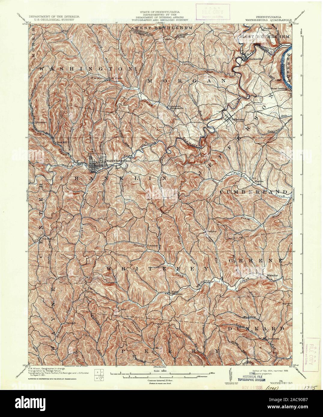 Map of waynesburg hi-res stock photography and images - Alamy