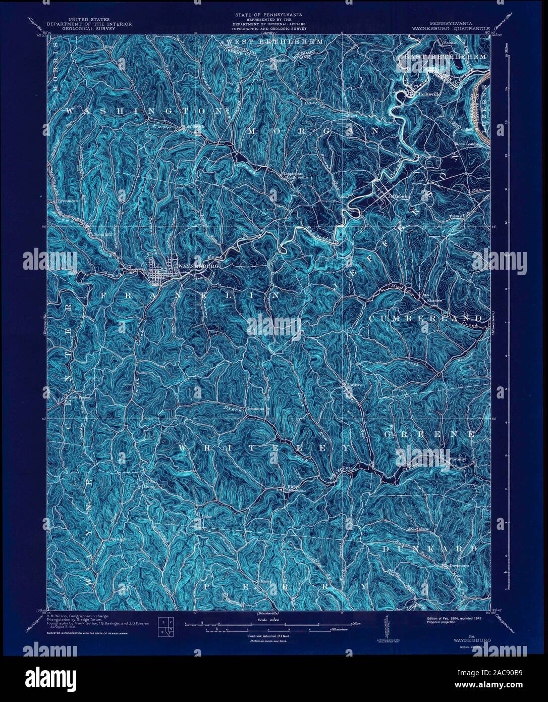 Map of waynesburg hi-res stock photography and images - Alamy