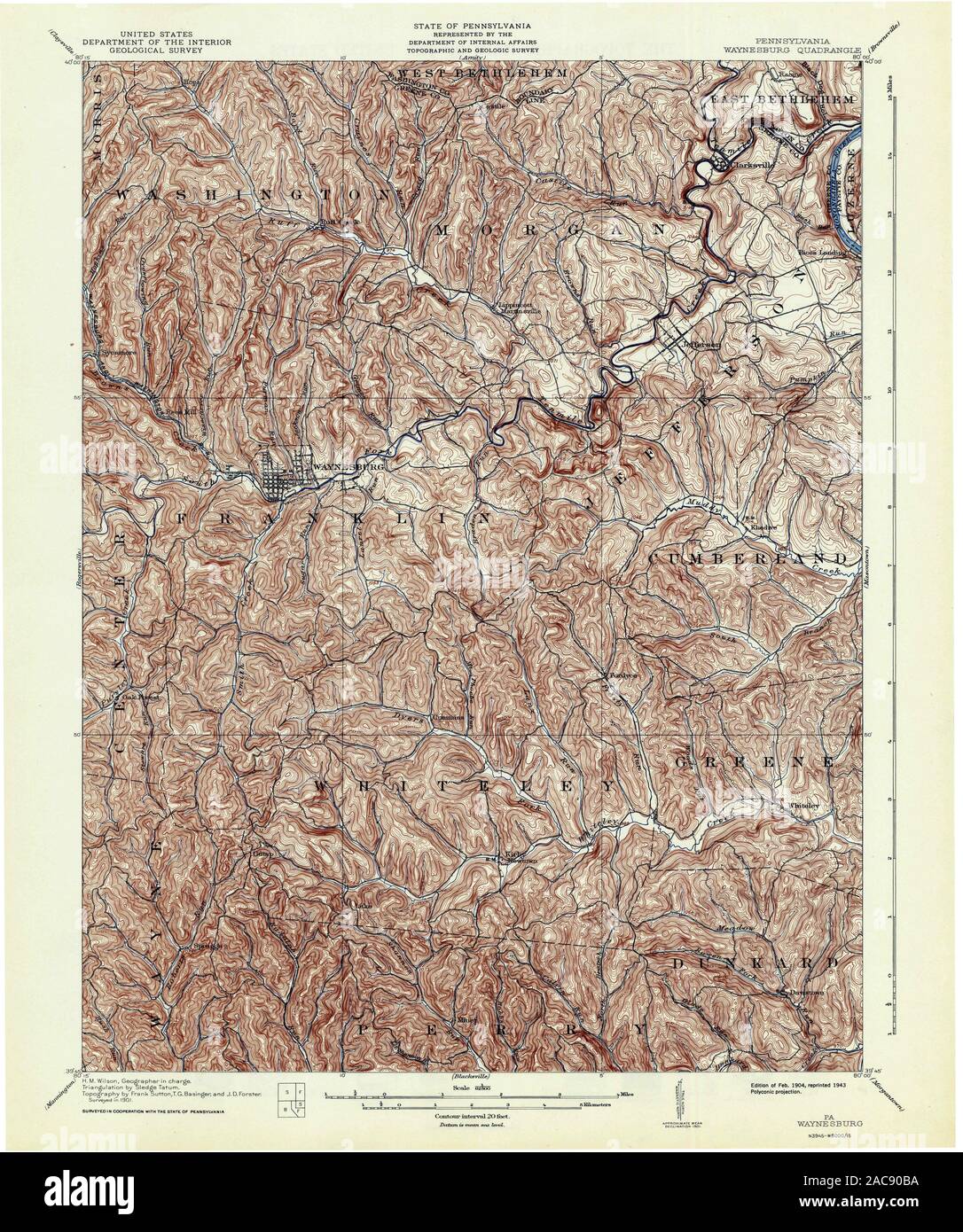 Map of waynesburg hi-res stock photography and images - Alamy