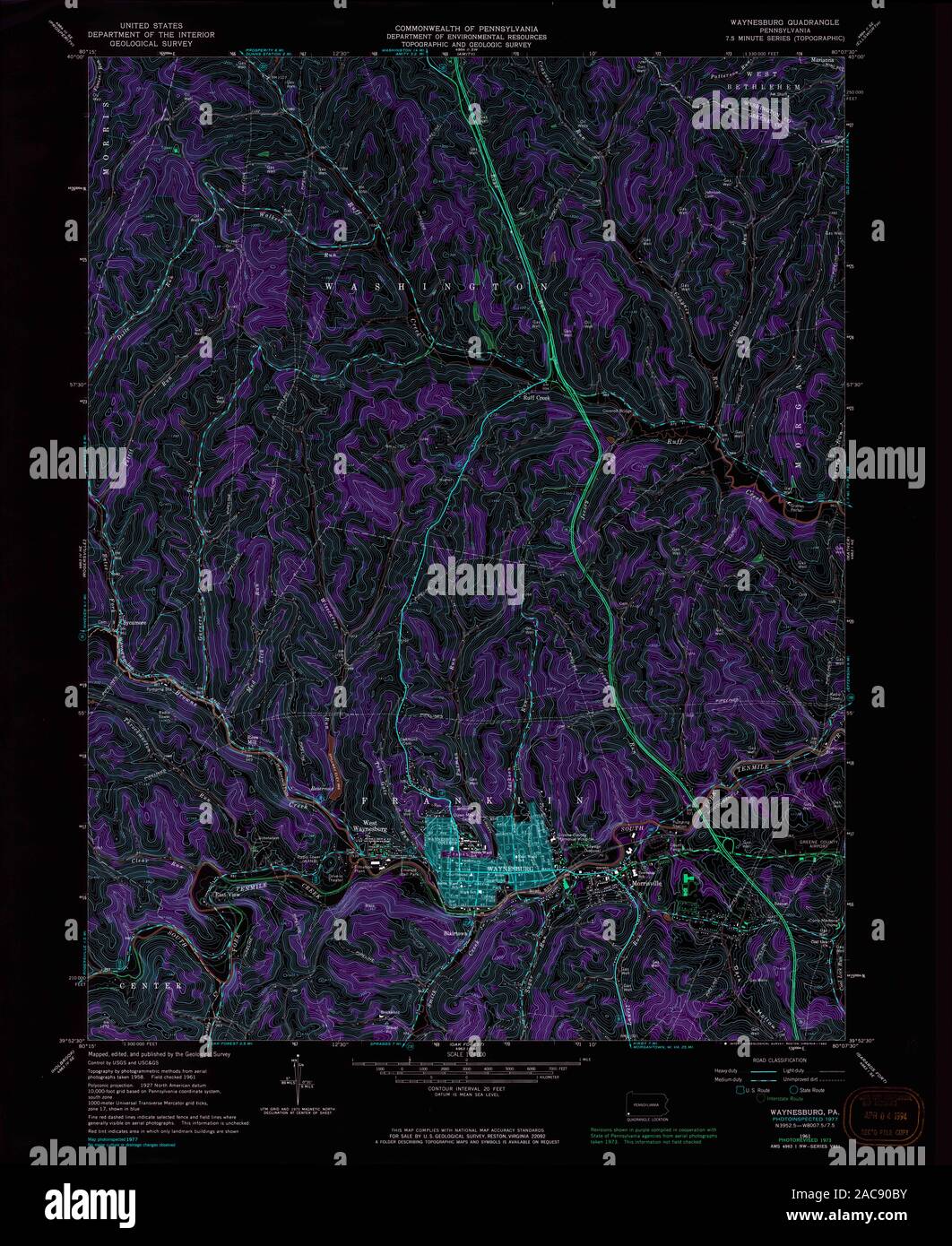 Waynesburg pennsylvania map hi-res stock photography and images - Alamy