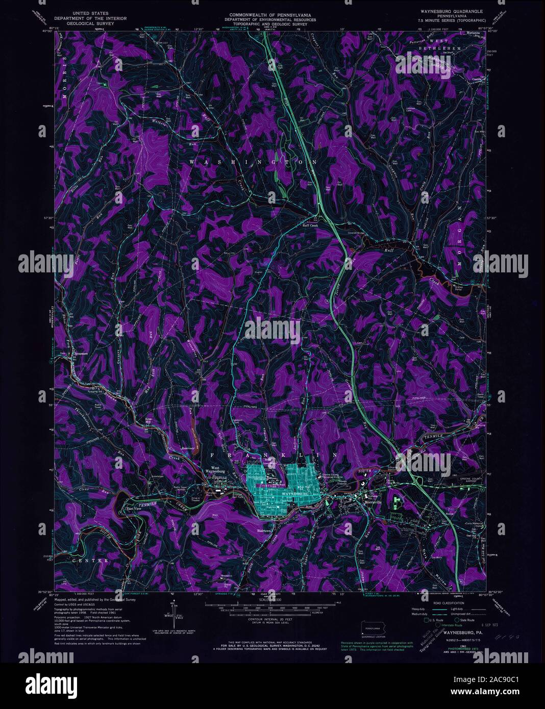 Map of waynesburg hi-res stock photography and images - Alamy