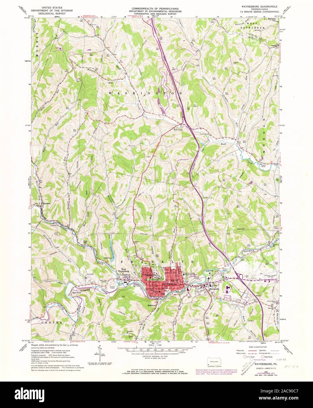 Map of waynesburg hi-res stock photography and images - Alamy