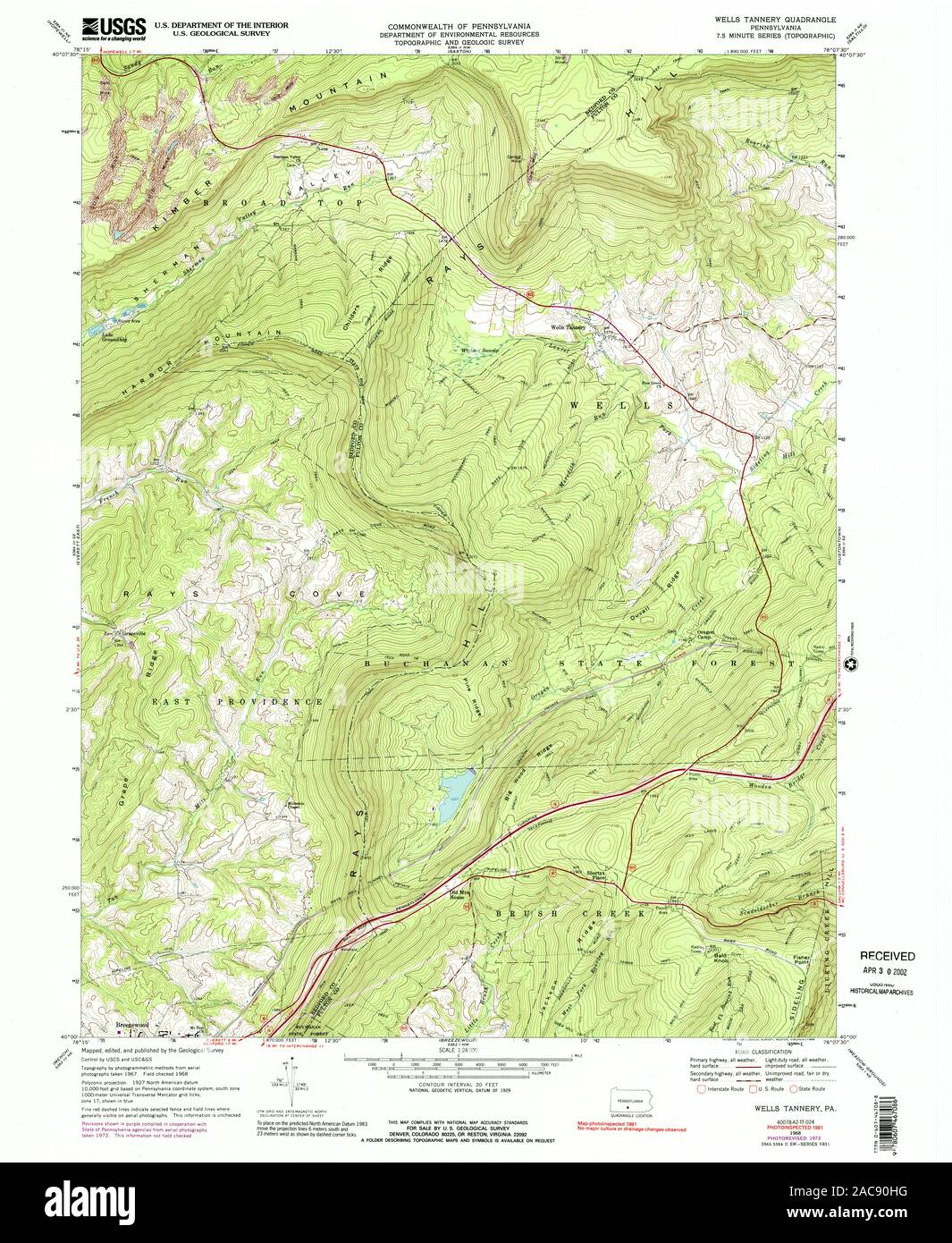 USGS TOPO Map Pennsylvania PA Wells Tannery 223623 1968 24000 ...