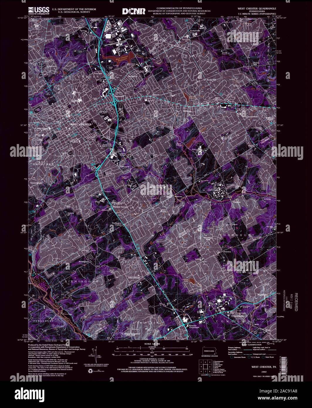 West chester pennsylvania map hi-res stock photography and images - Alamy