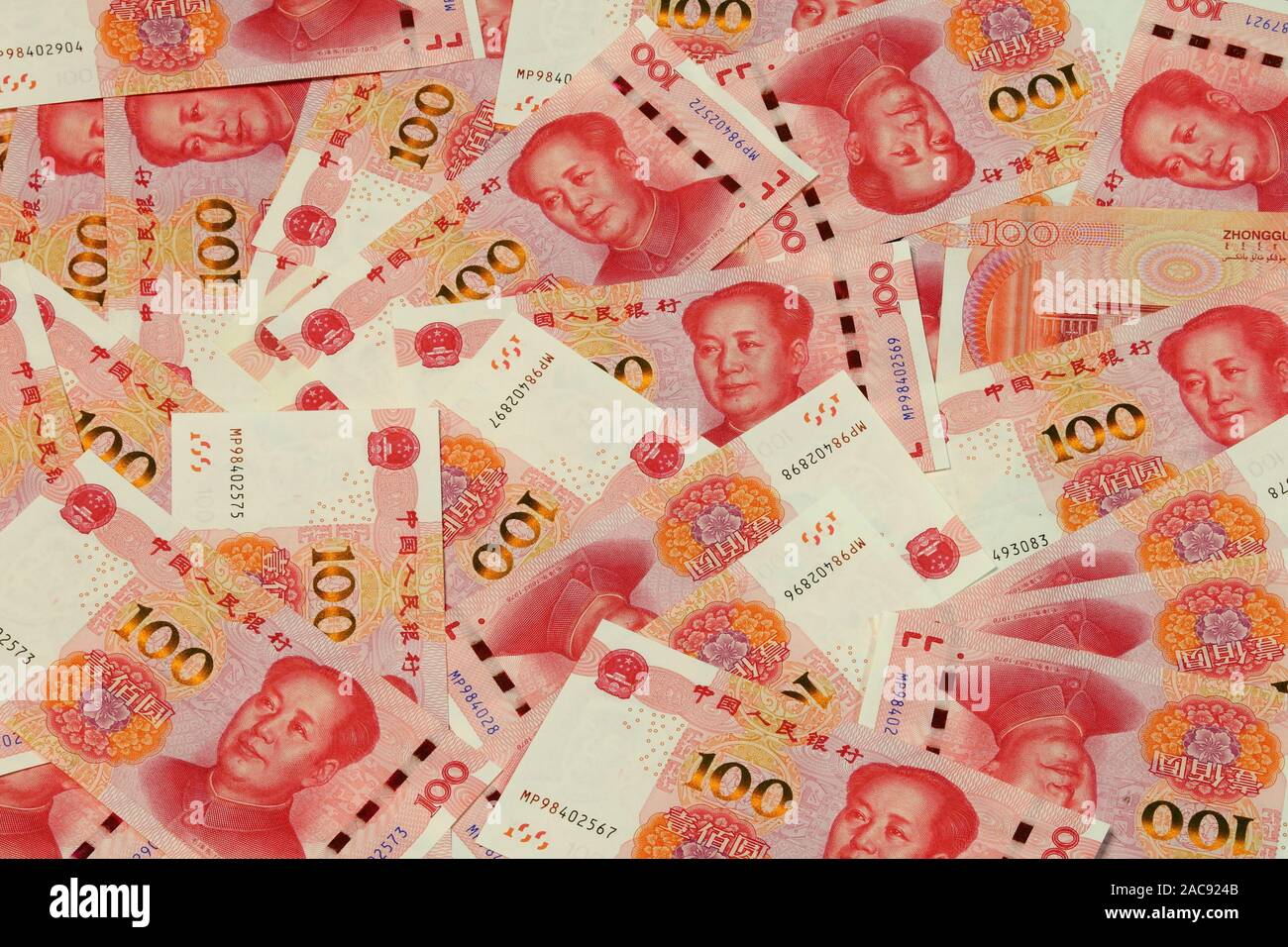 Chinese one hundred rmb note bill showing the face portrait of Mao ...