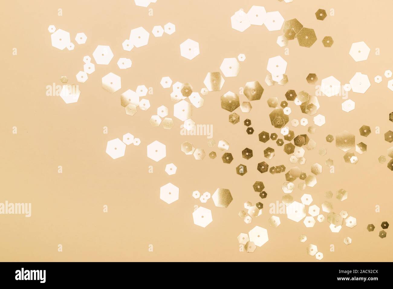 Festive Pastel background with trendy hexagonal sparkles in beige ...