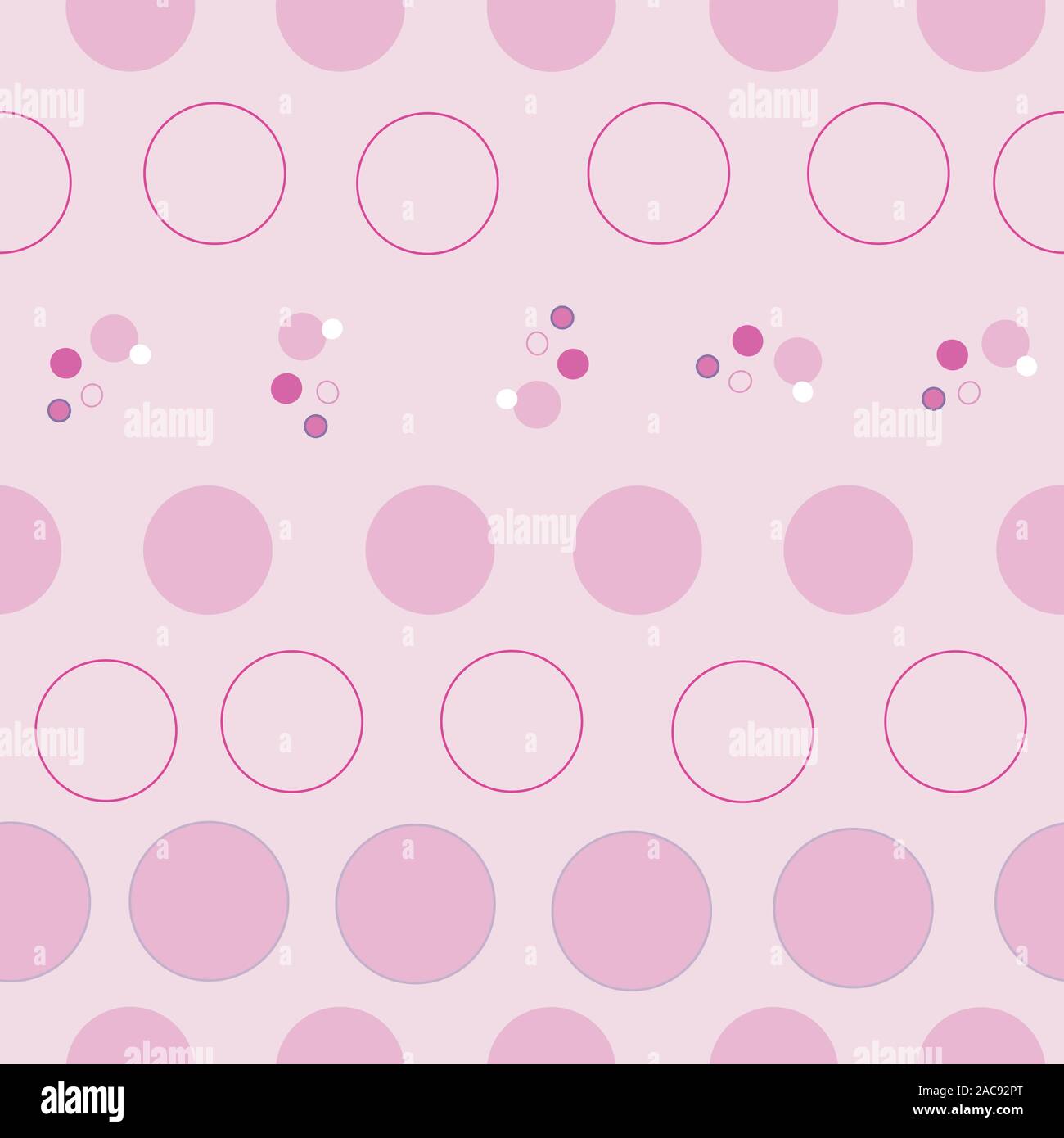 Stripes of different pink circles, seamless repeat vector. Surface ...