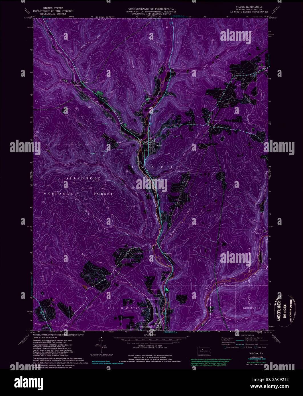 Wilcox pennsylvania map hi-res stock photography and images - Alamy