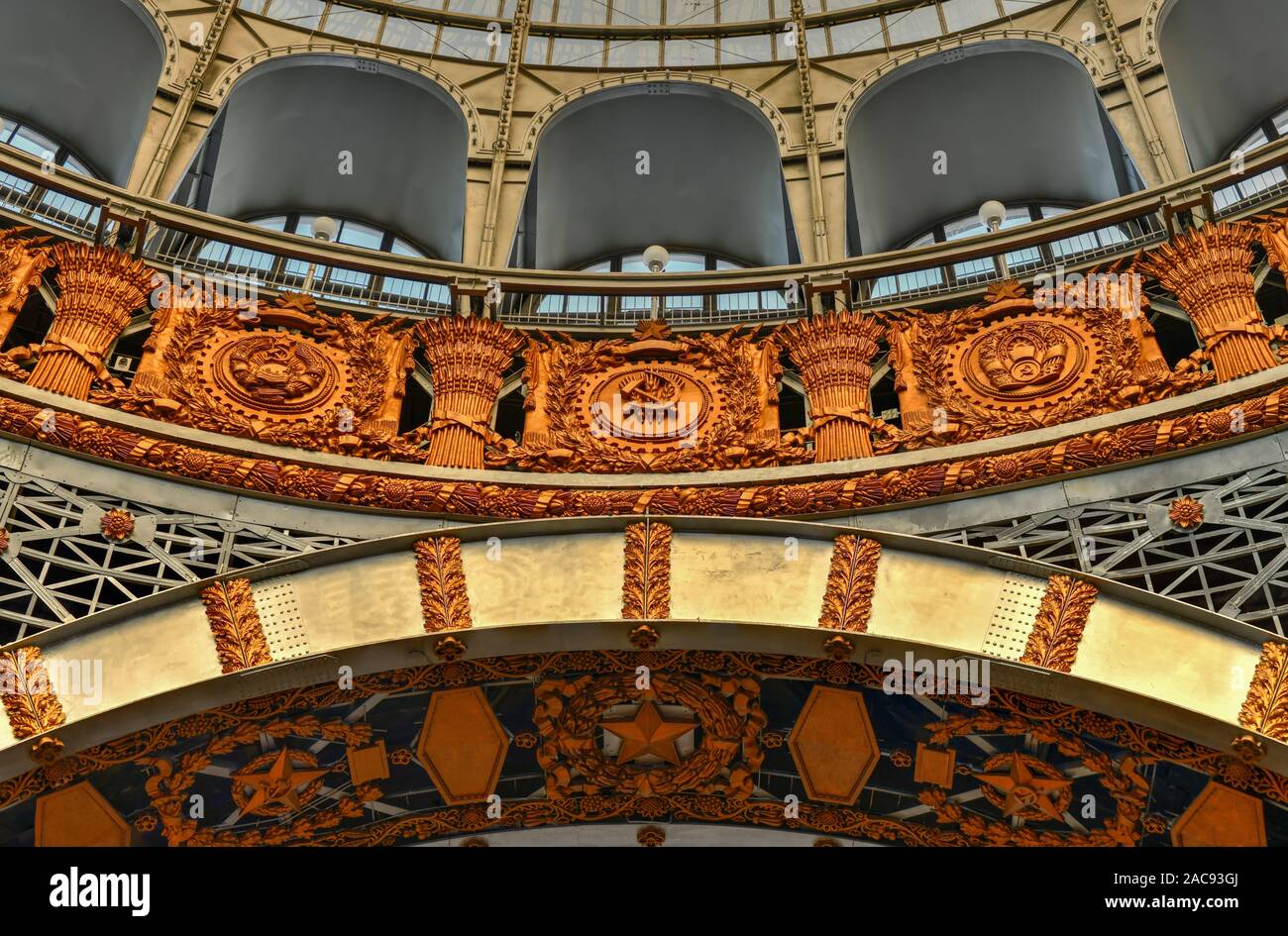 Moscow, Russia - July 26, 2019: Space pavilion (Cosmos) at VDNH. Modern ...