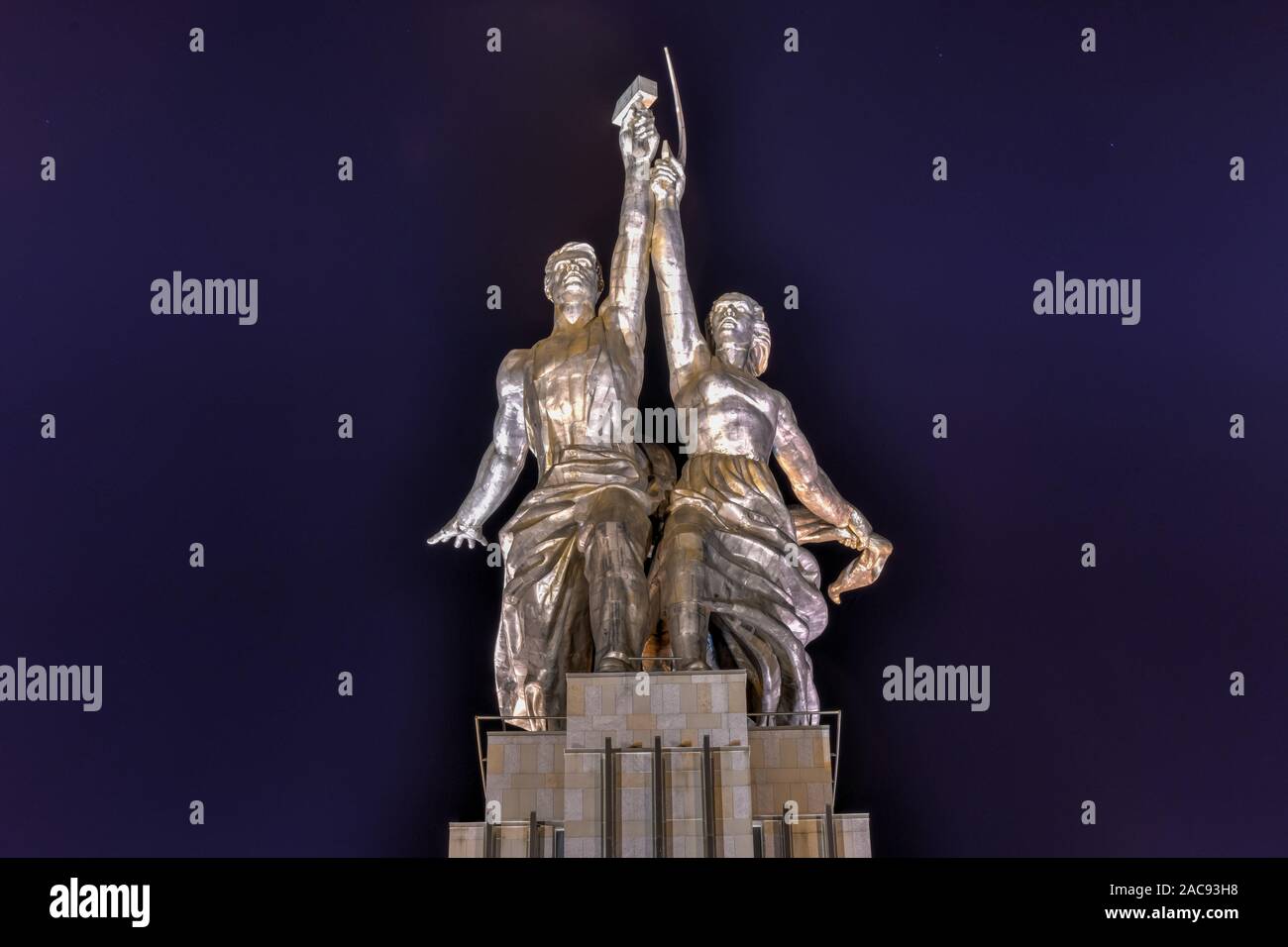 Moscow, Russia - July 22, 2019: Famous Soviet monument of the Worker ...