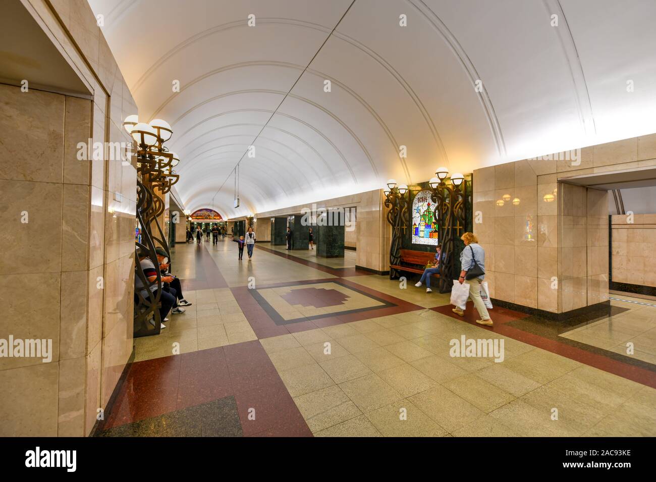 Moscow, Russia - July 25, 2019: Trubnaya Metro station in the Moscow ...
