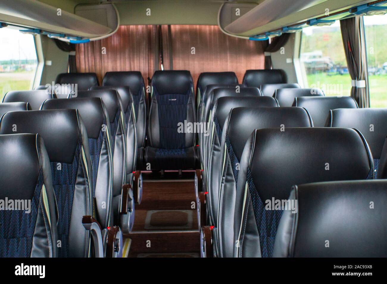 bus seats, empty in Black and White. Transportation texture Stock Photo ...