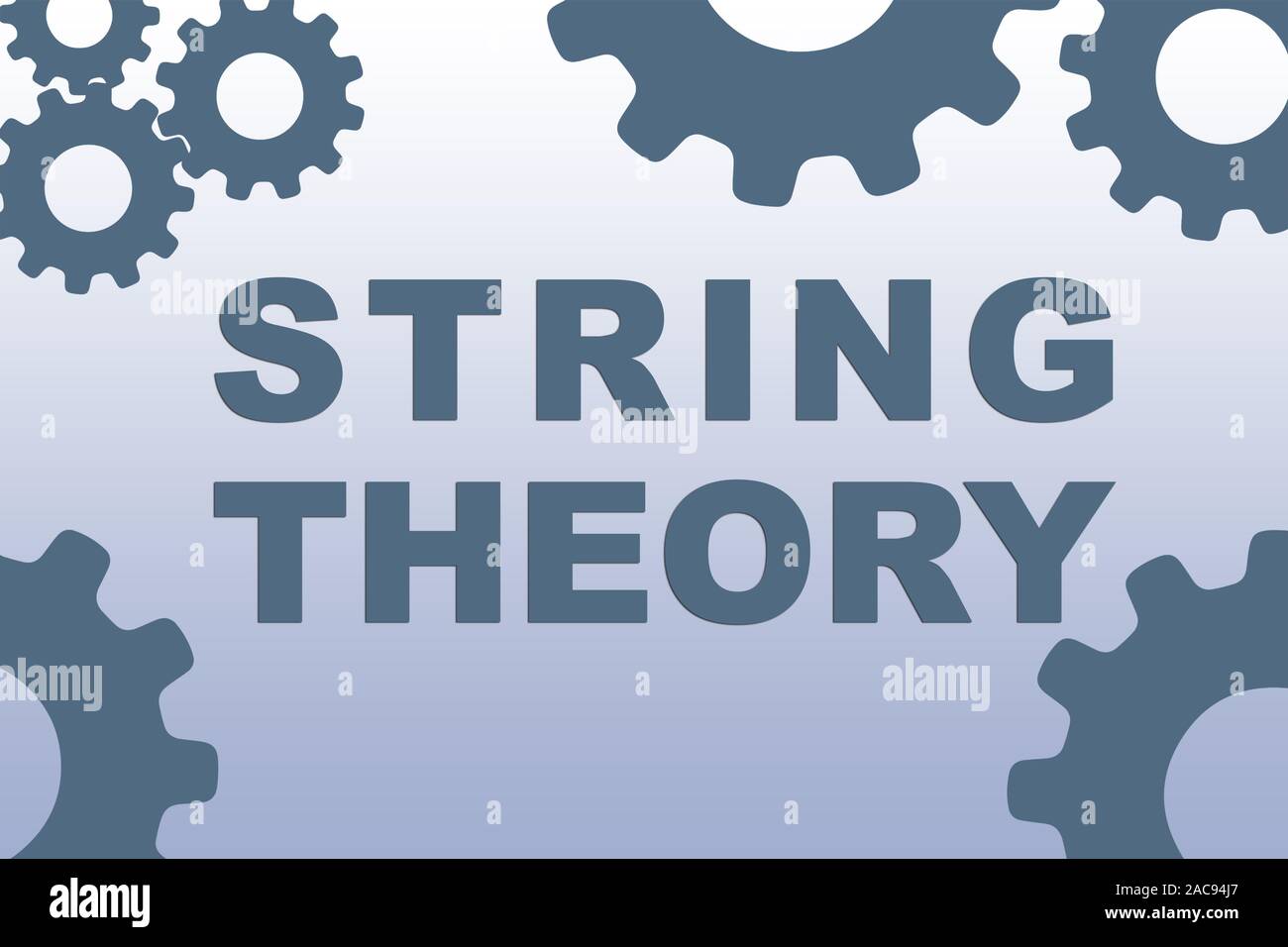 String Theory sign concept illustration with gray gear wheel figures on ...