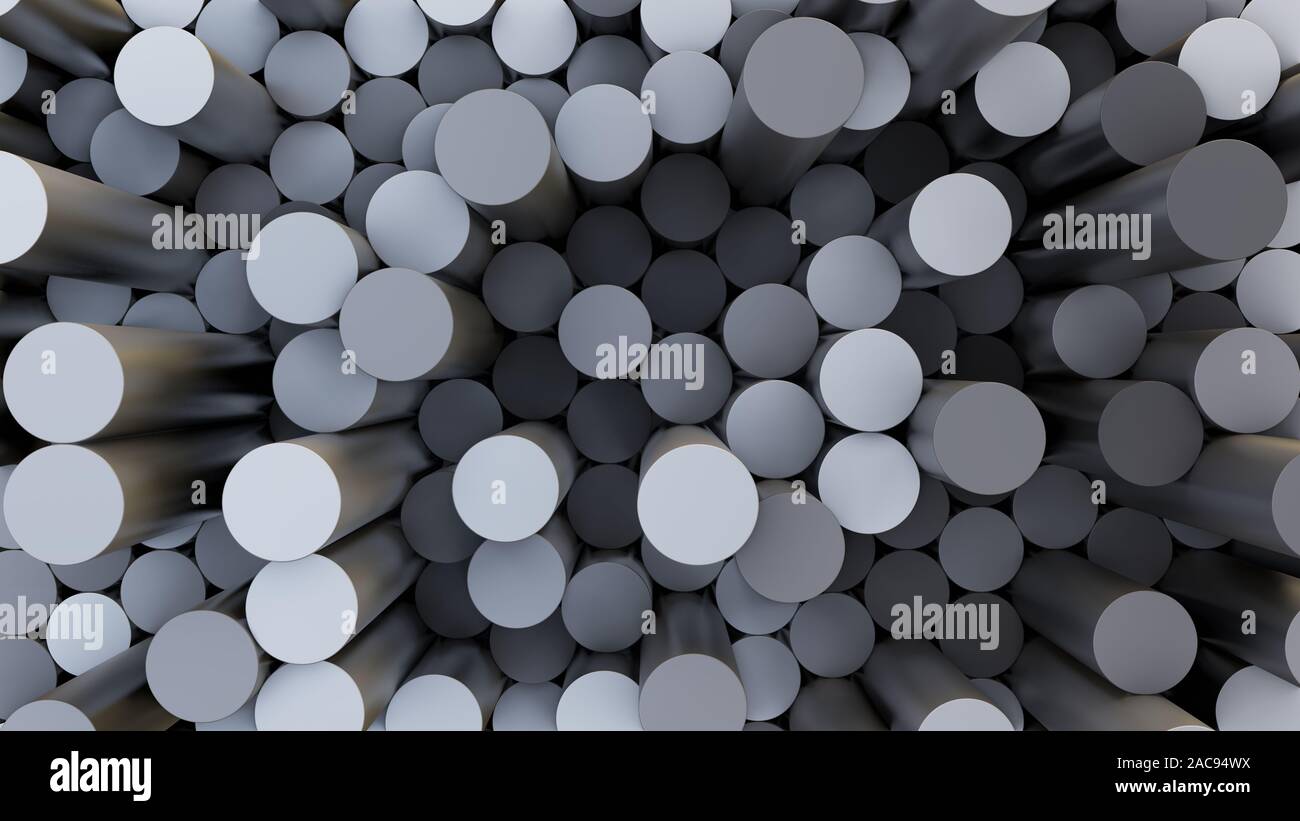 Abstract 3D illustration of colorful cylinders background. Random ...