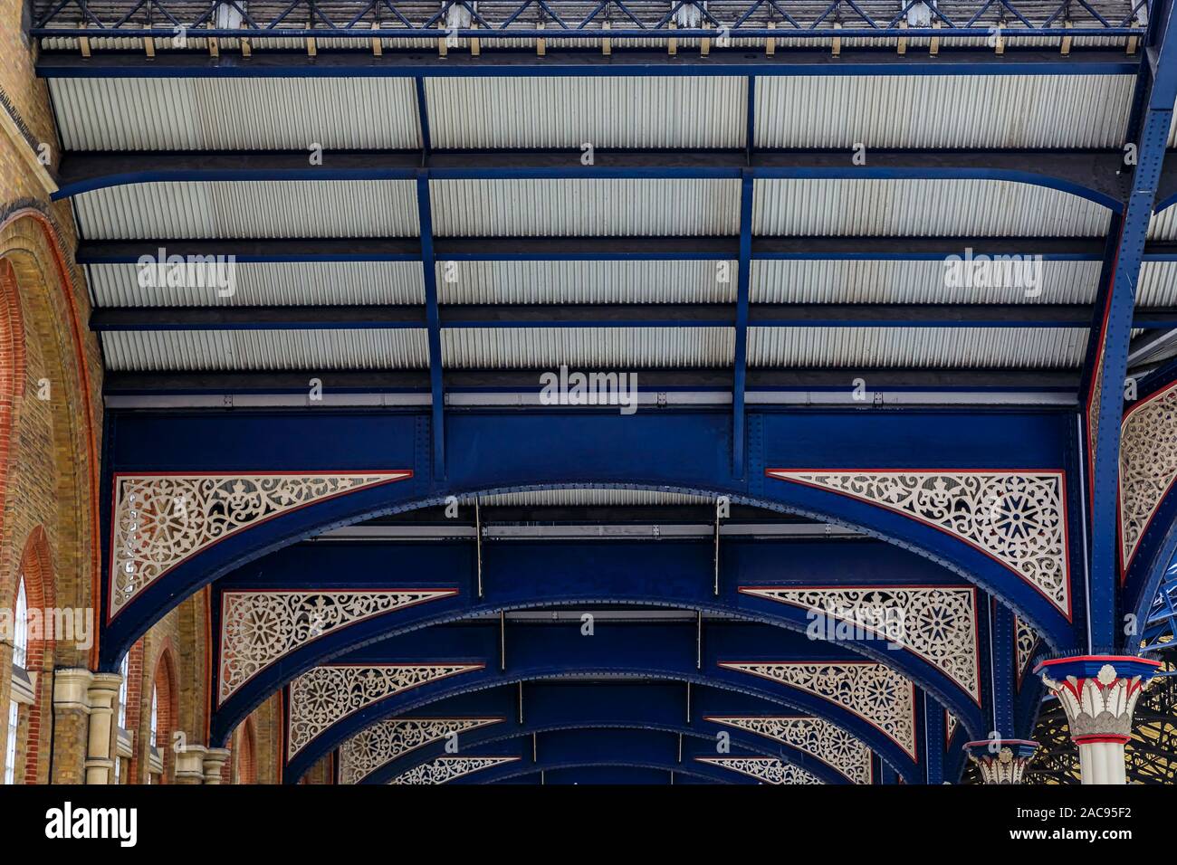Intricate wrought iron decorative roof trusses details at the Liverpool ...