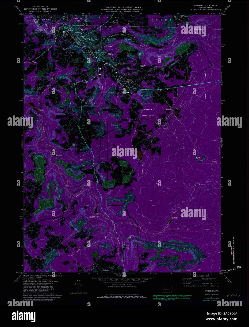 USGS TOPO Map Pennsylvania PA Windber 222598 1971 24000 Inverted ...