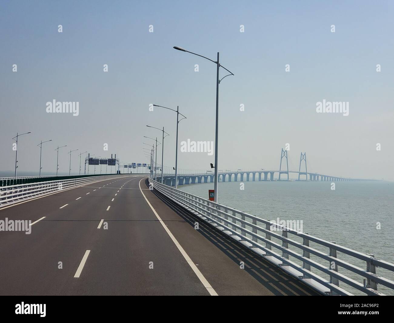 Morning view of the famous Hong Kong - Zhuhai - Macau Bridge at China ...