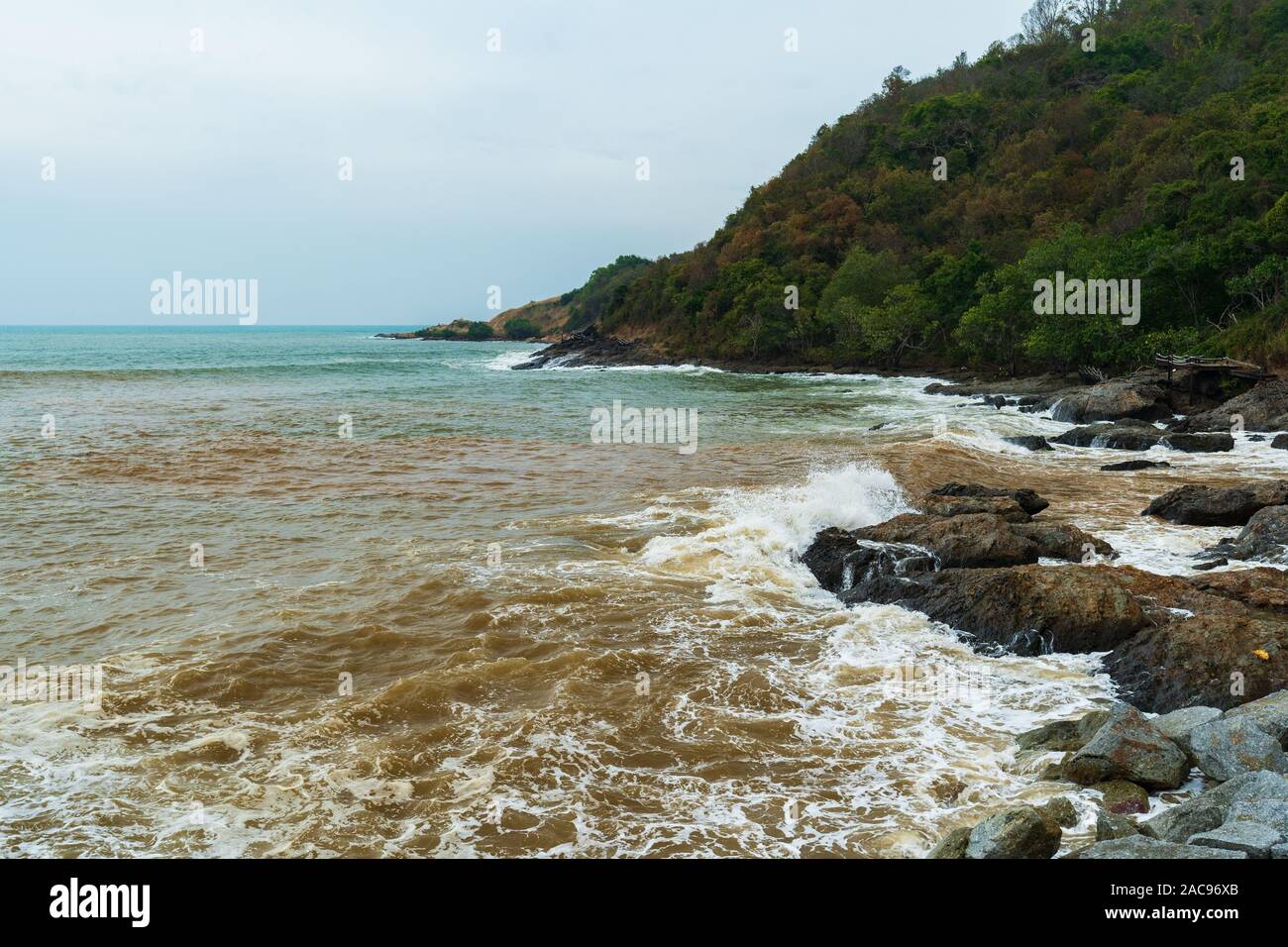 sea wave with stone at Khao Laem Ya in Mu Ko Samet National Park ...