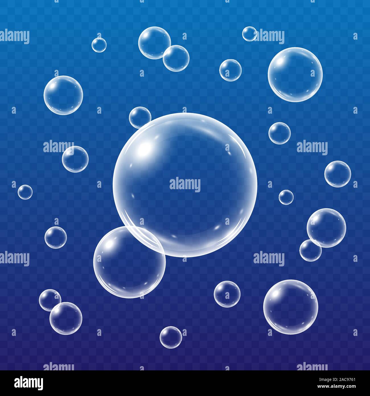 Realistic water bubbles isolated on transparent background. Vector ...