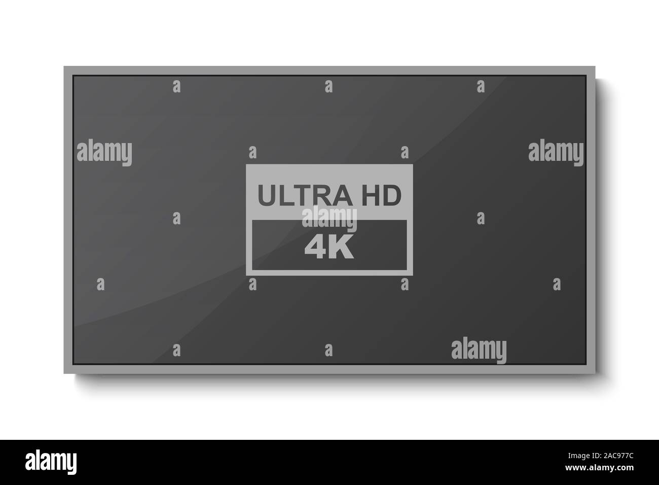 4k television screen lcd, TV with shadow on white background, vector ...