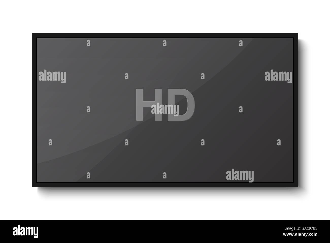 HD television screen lcd, TV with shadow on white background, vector ...
