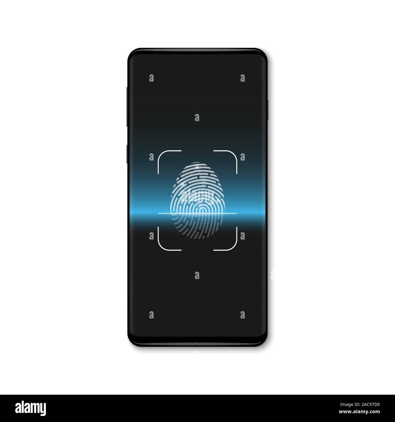 Realistic smartphone mockup with Biometric Fingerprint Scan ...
