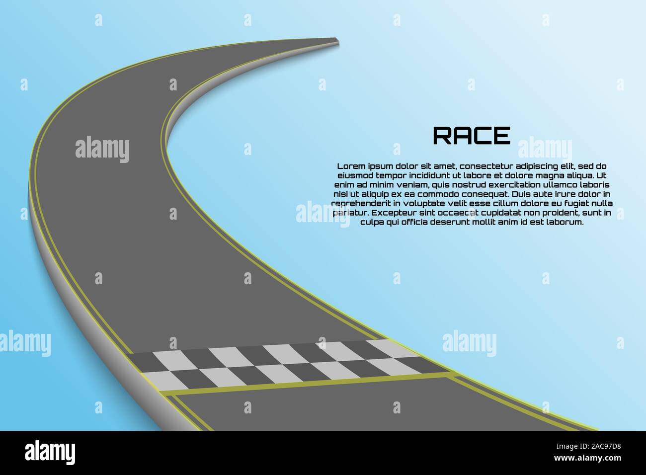Winnding Curve Road Isolated, Race track with finish line Stock Vector ...