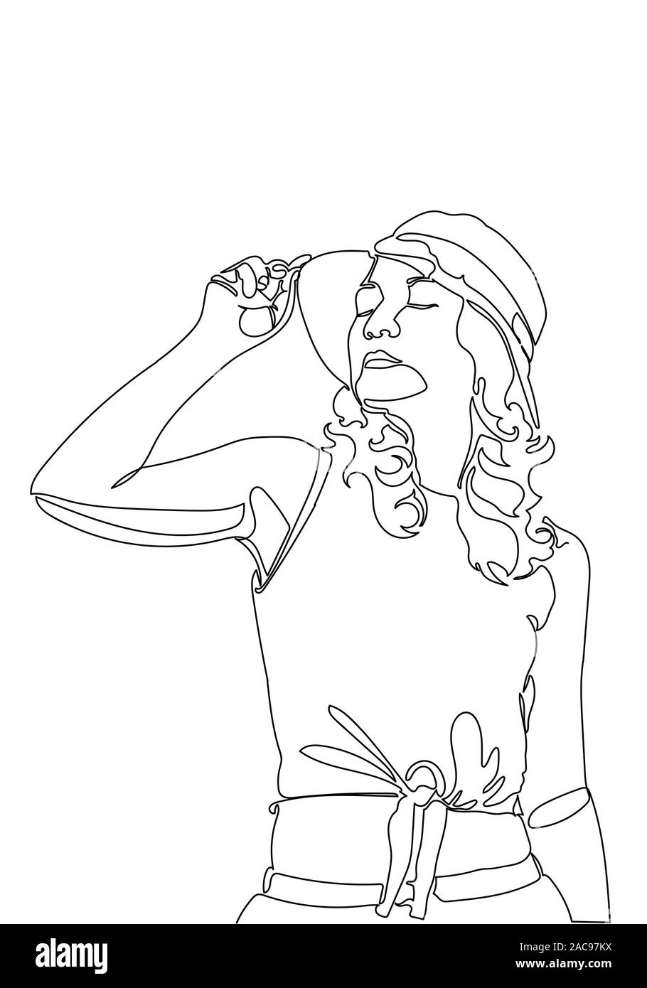 Continuous line drawing woman face hi-res stock photography and images ...
