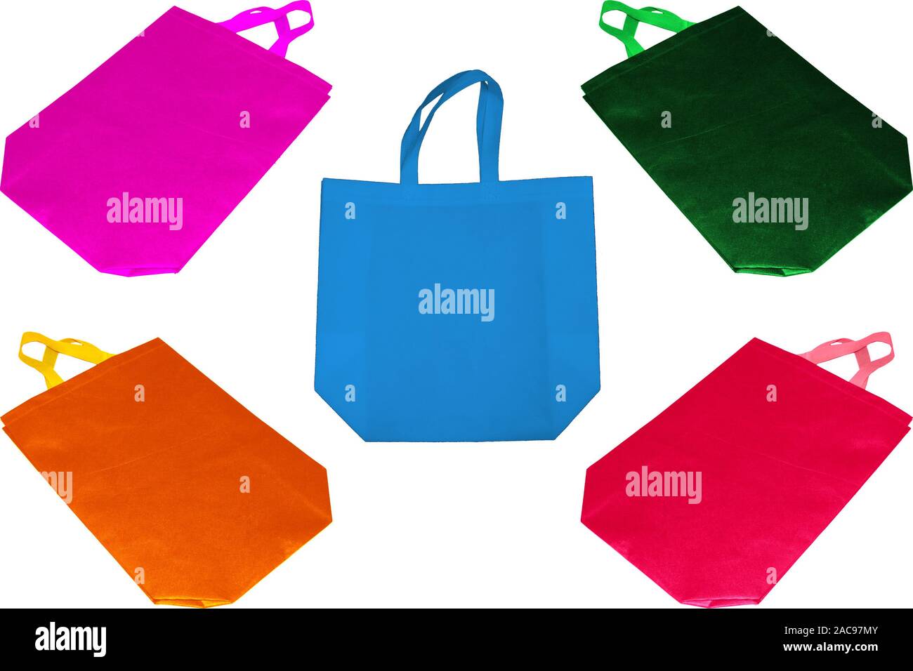 Assorted Color ECO Bags on White Background, Non Woven Fabric Shopping ...